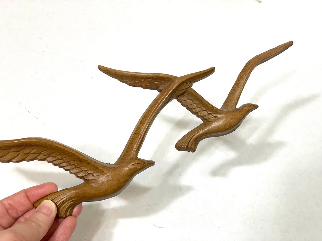 Vintage Seagull Wall Hanging Mid Century Faux Wood Flying Birds - Etsy