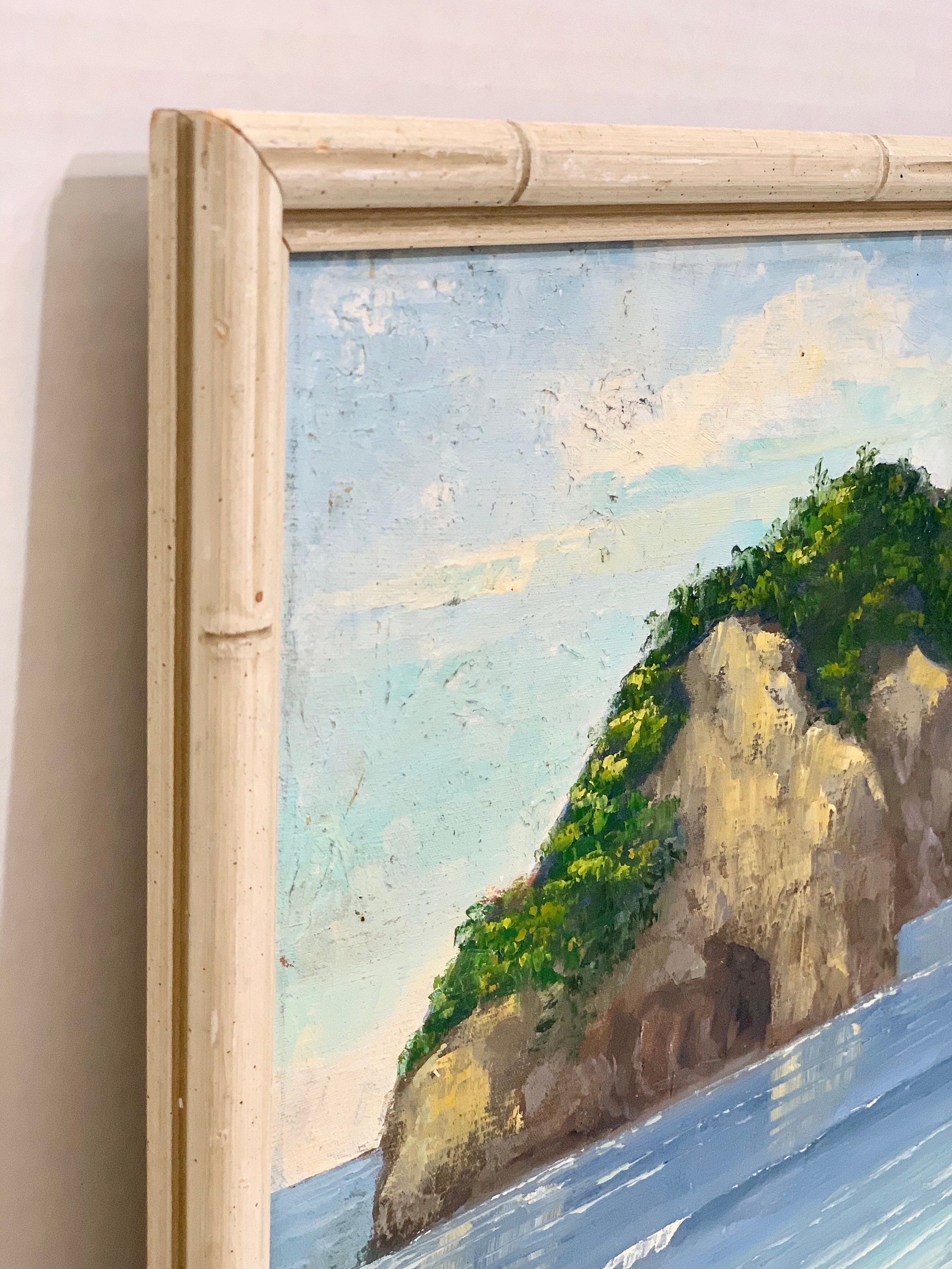 Vintage Tropical Painting Virgin Islands Art With Bamboo Frame Vintage ...