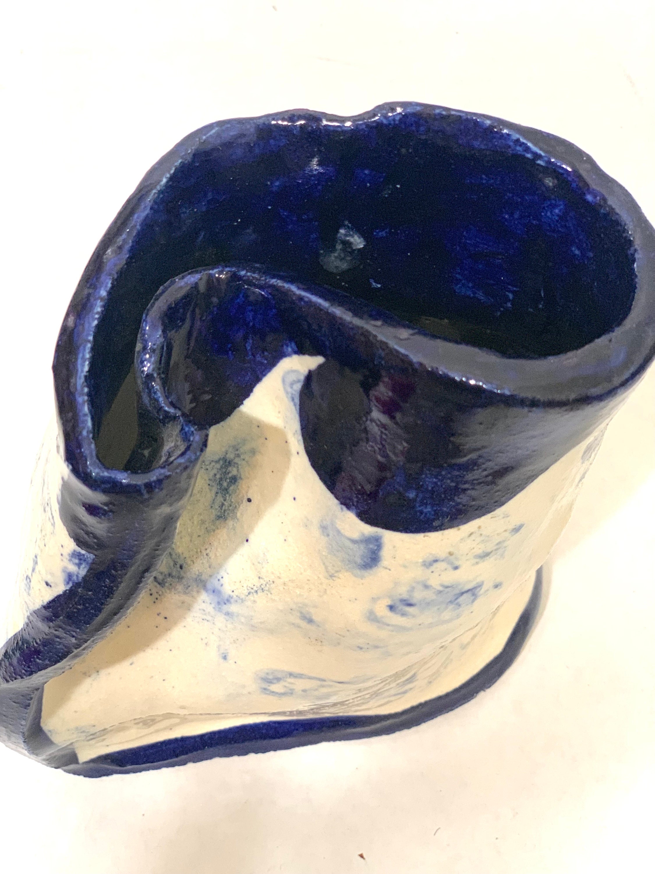 Blue and White Abstract Pottery Sculpture Vase Blue and White Pottery ...