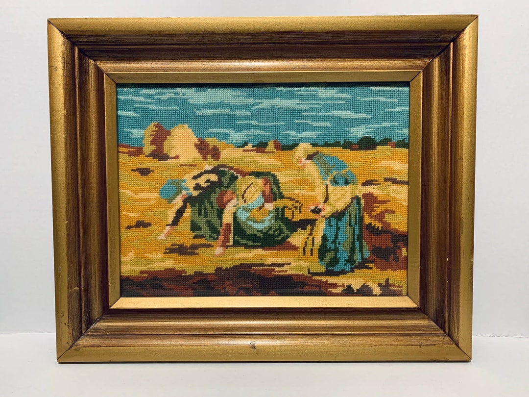 Vintage Needlework Art Original Needlepoint With Frame Art 1970s ...