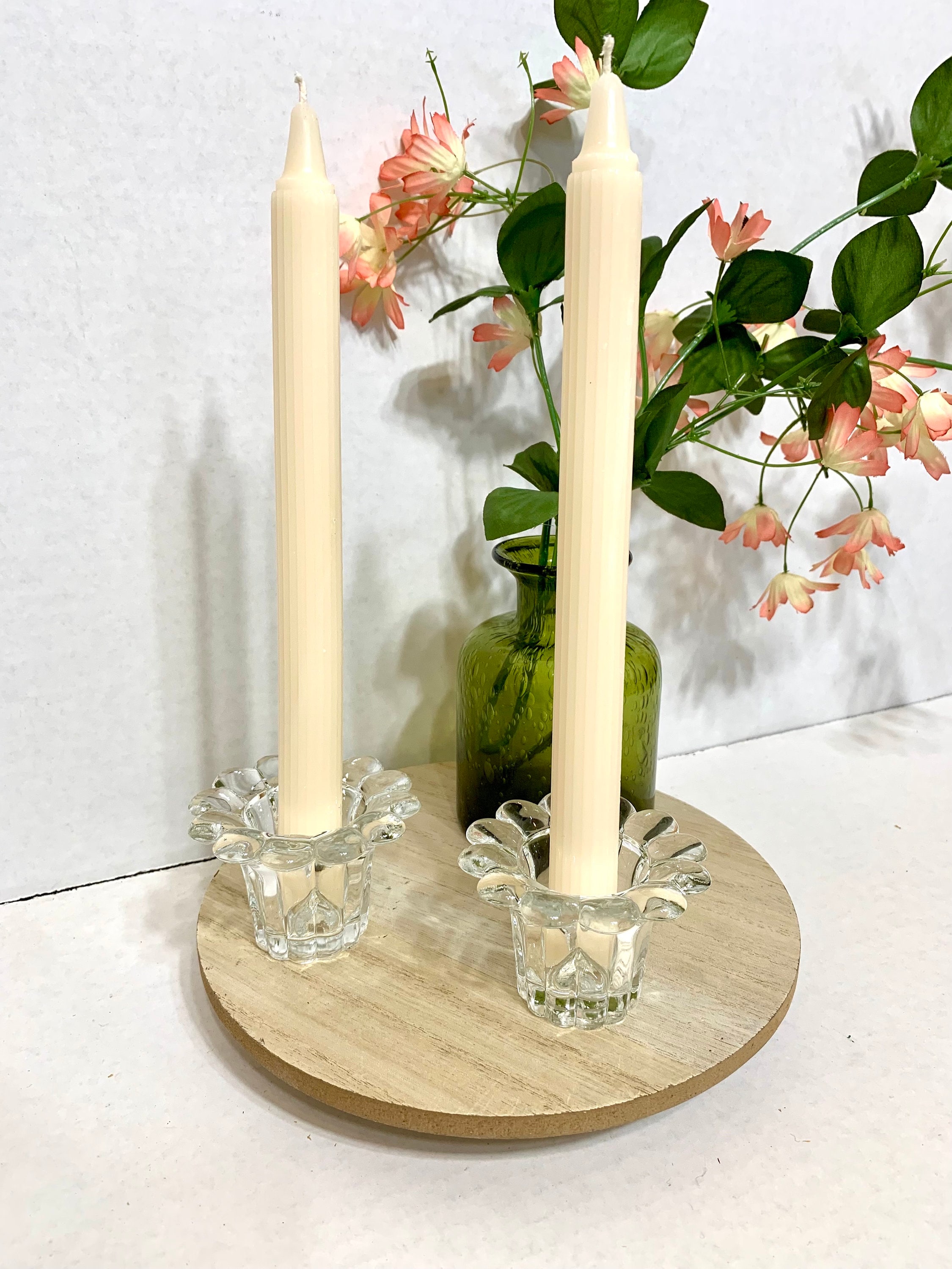 Set of 2 Crystal Candlestick Holders Clear Crystal Set of 2 Small Short ...