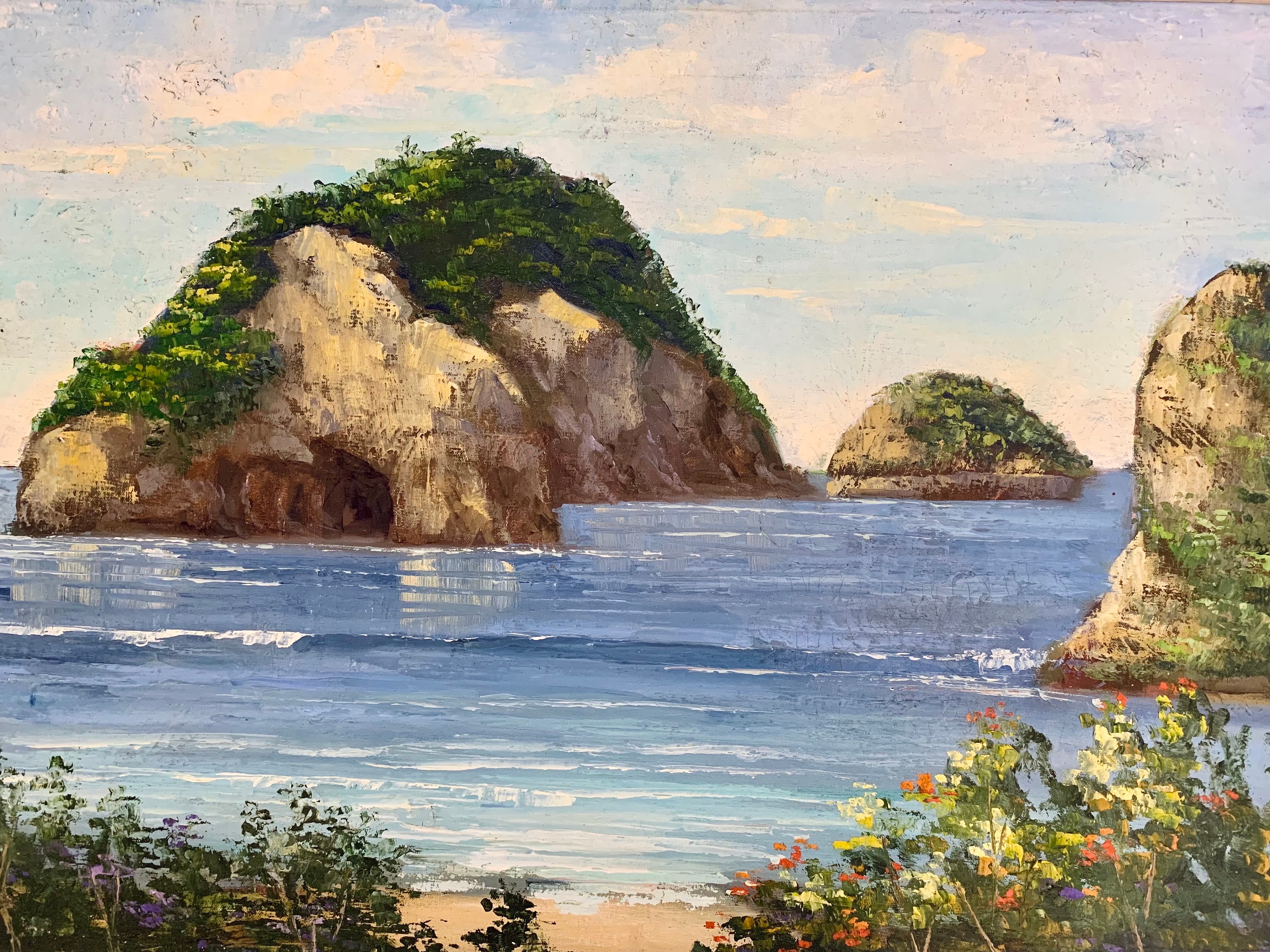 Vintage Tropical Painting Virgin Islands Art With Bamboo Frame Vintage ...