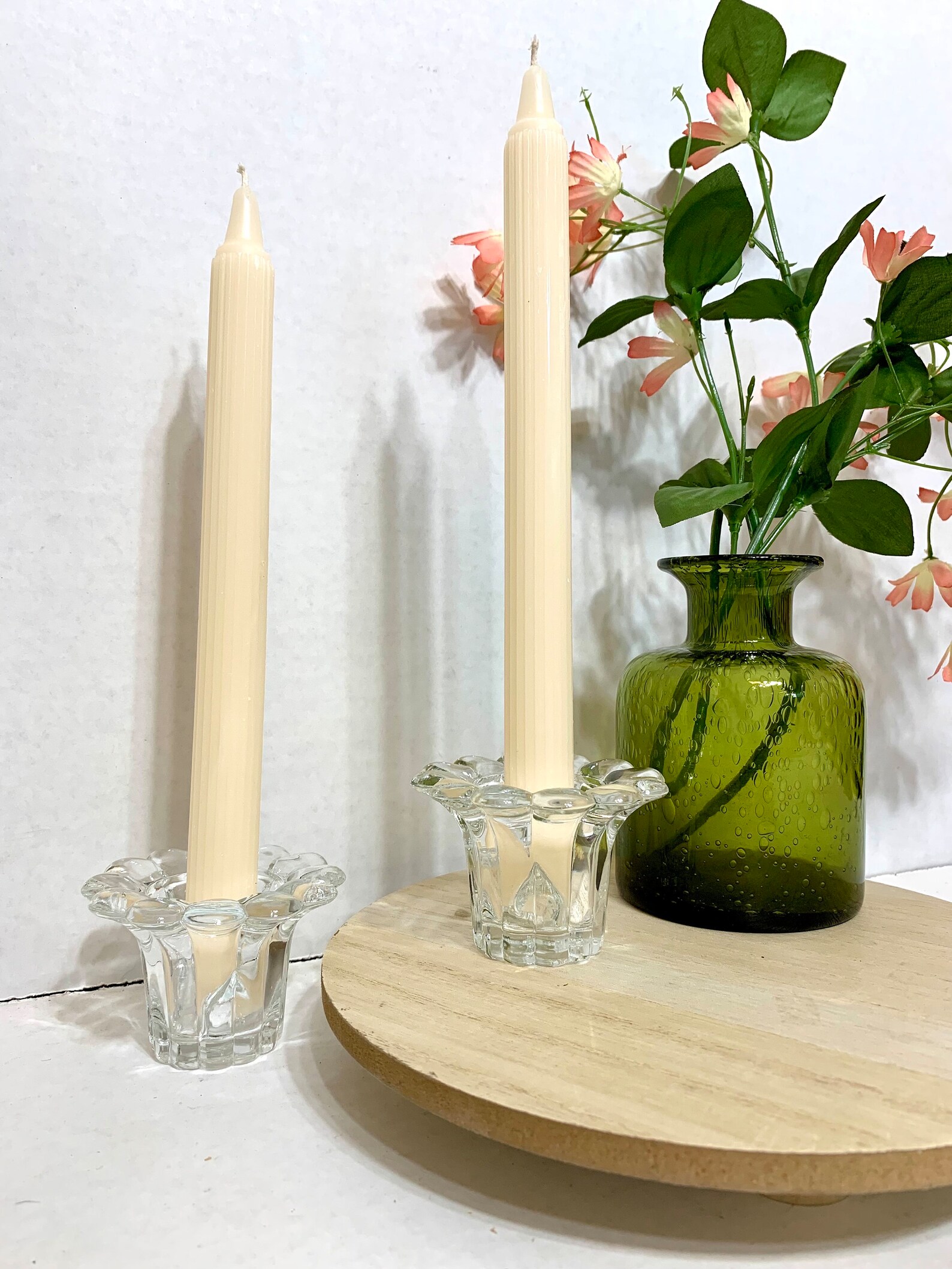 Set of 2 Crystal Candlestick Holders Clear Crystal Set of 2 Small Short ...