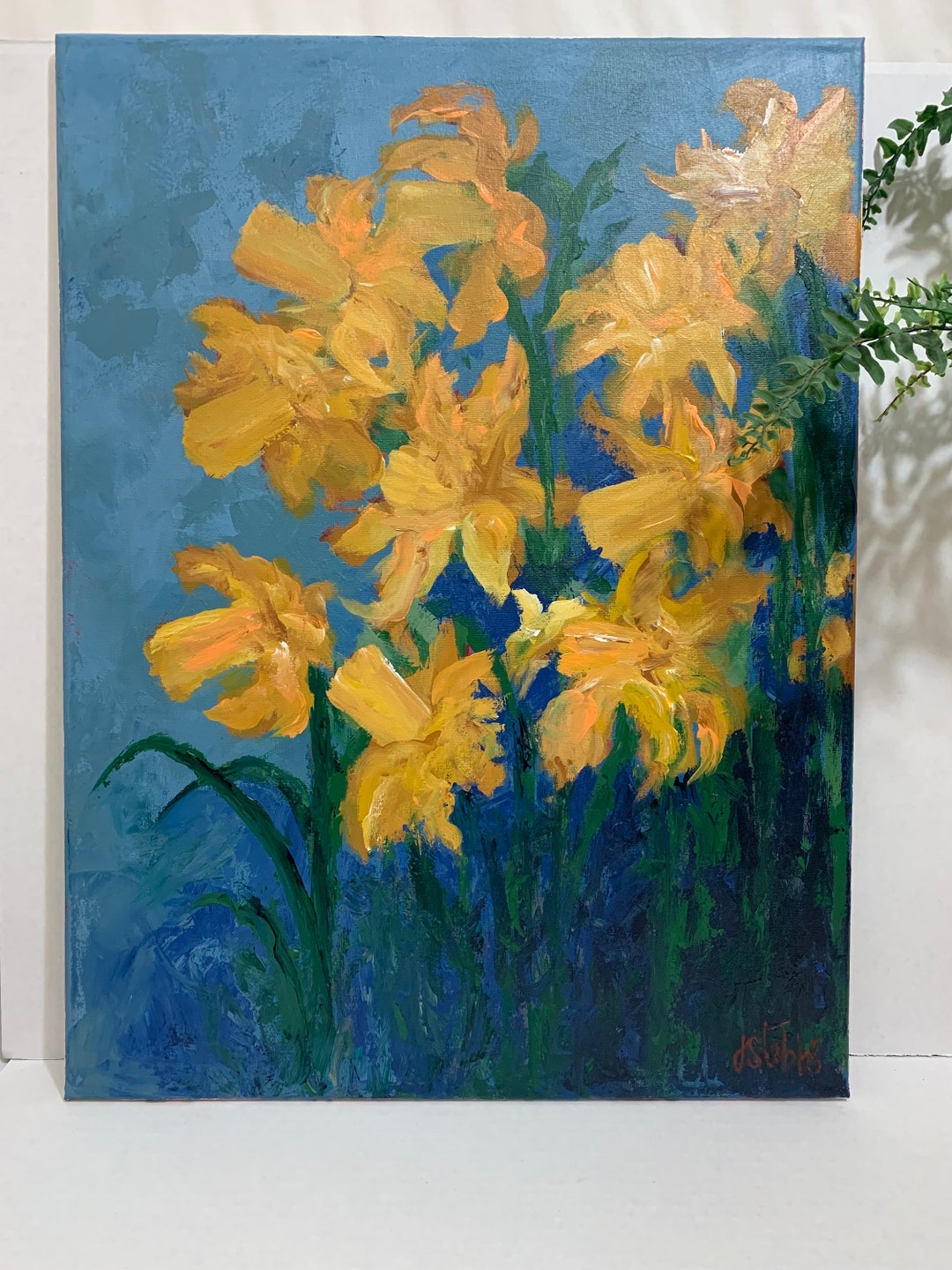 Daffodils Abstract Painting Impressionist Original Artwork ...