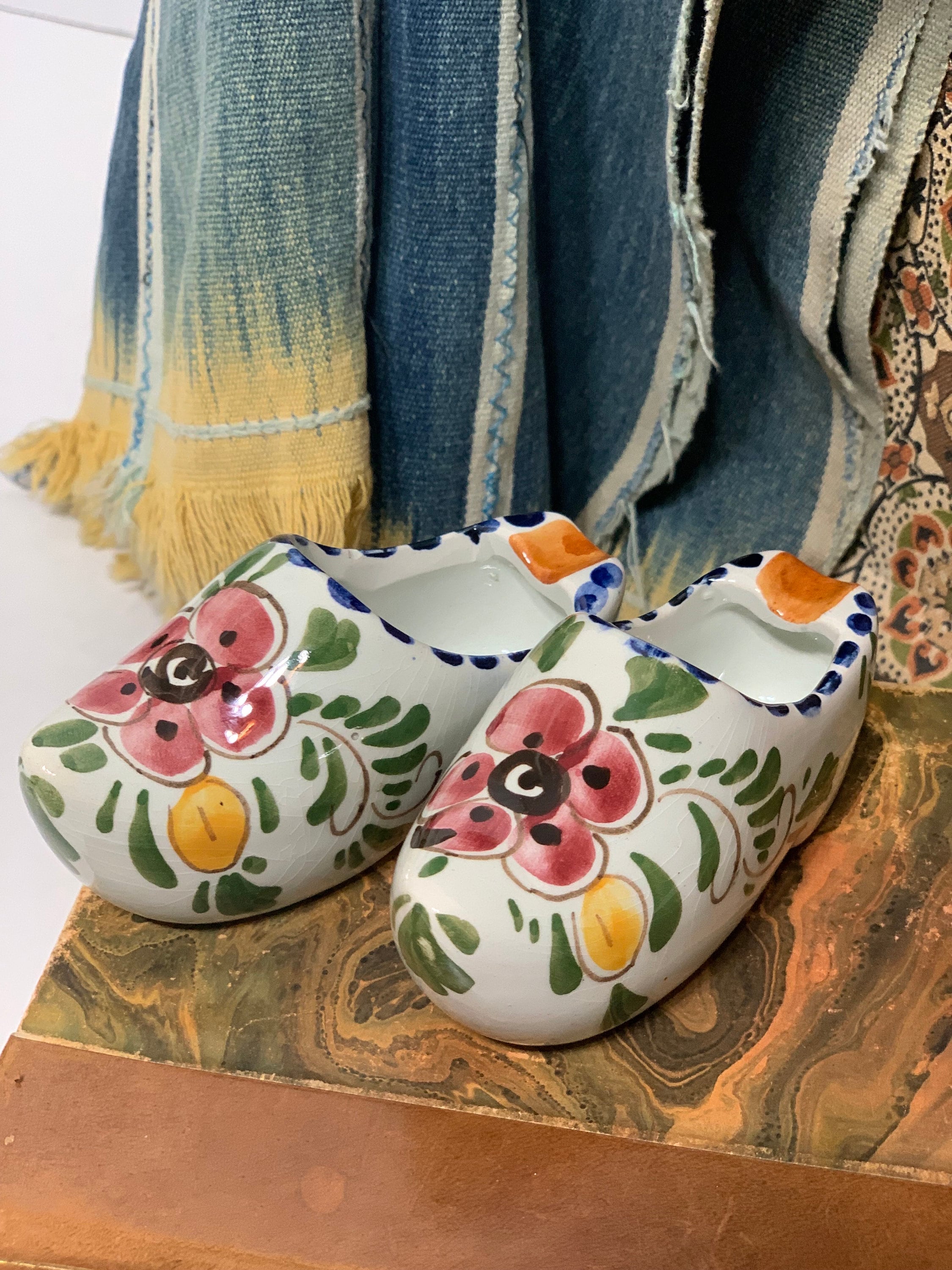 Porcelain Dutch Clogs Holland Hand Painted Traditional Shoes Holland ...