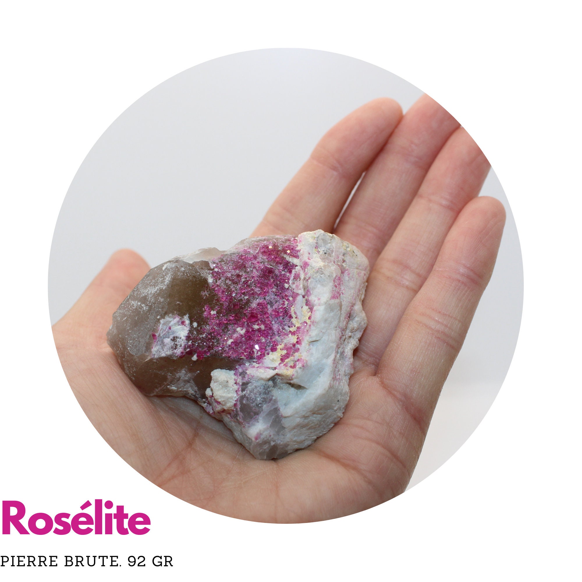 Roselite 92 Gr Raw Stone From Madagascar Crystals Fine and Precious ...