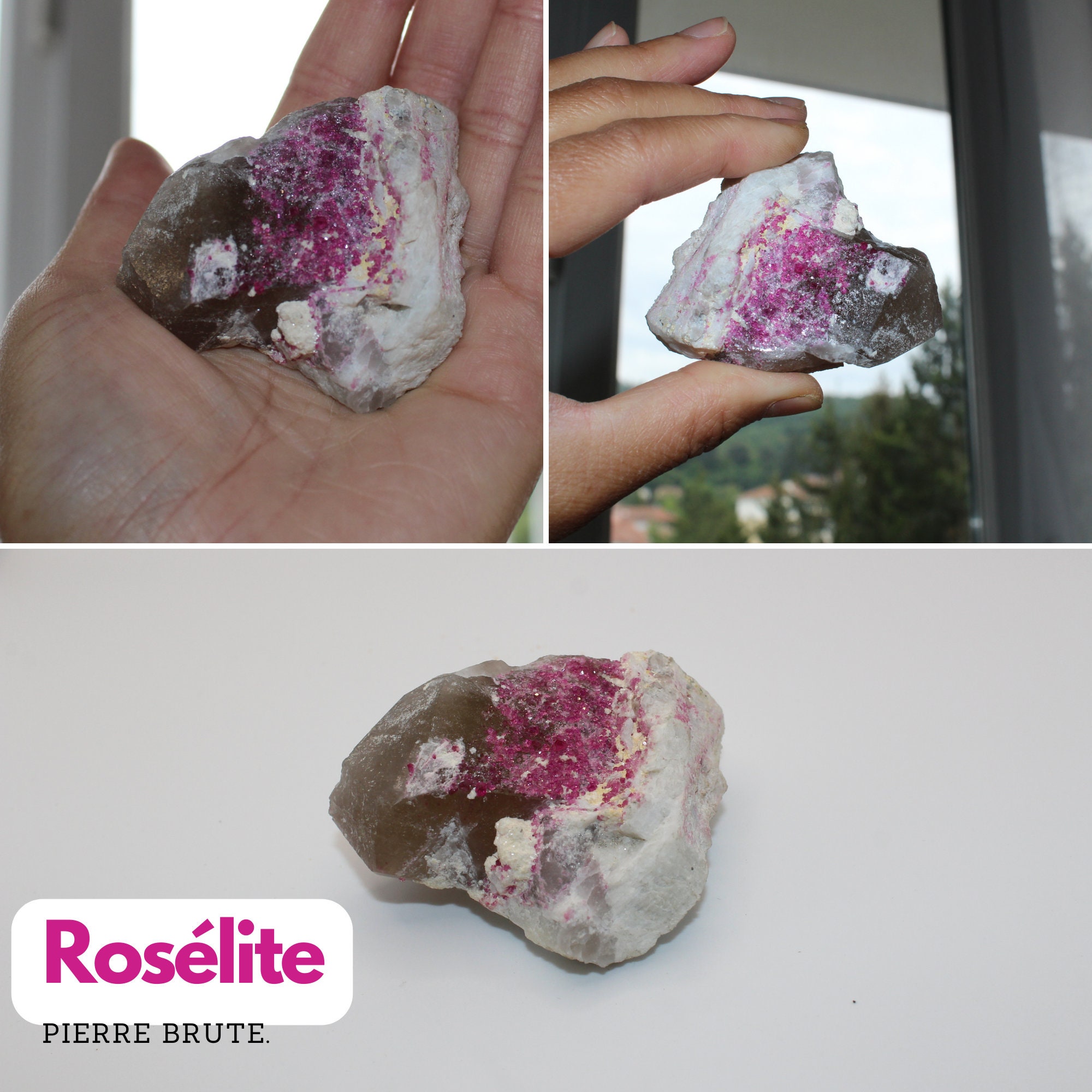 Roselite 92 Gr Raw Stone From Madagascar Crystals Fine and Precious ...