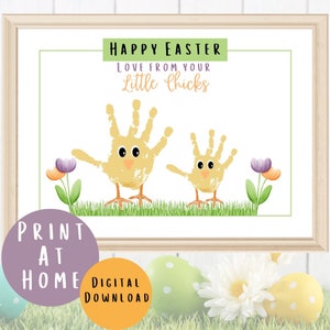 Happy Easter Handprint Activity Wall Art - Easter Chick - DIY Craft ...