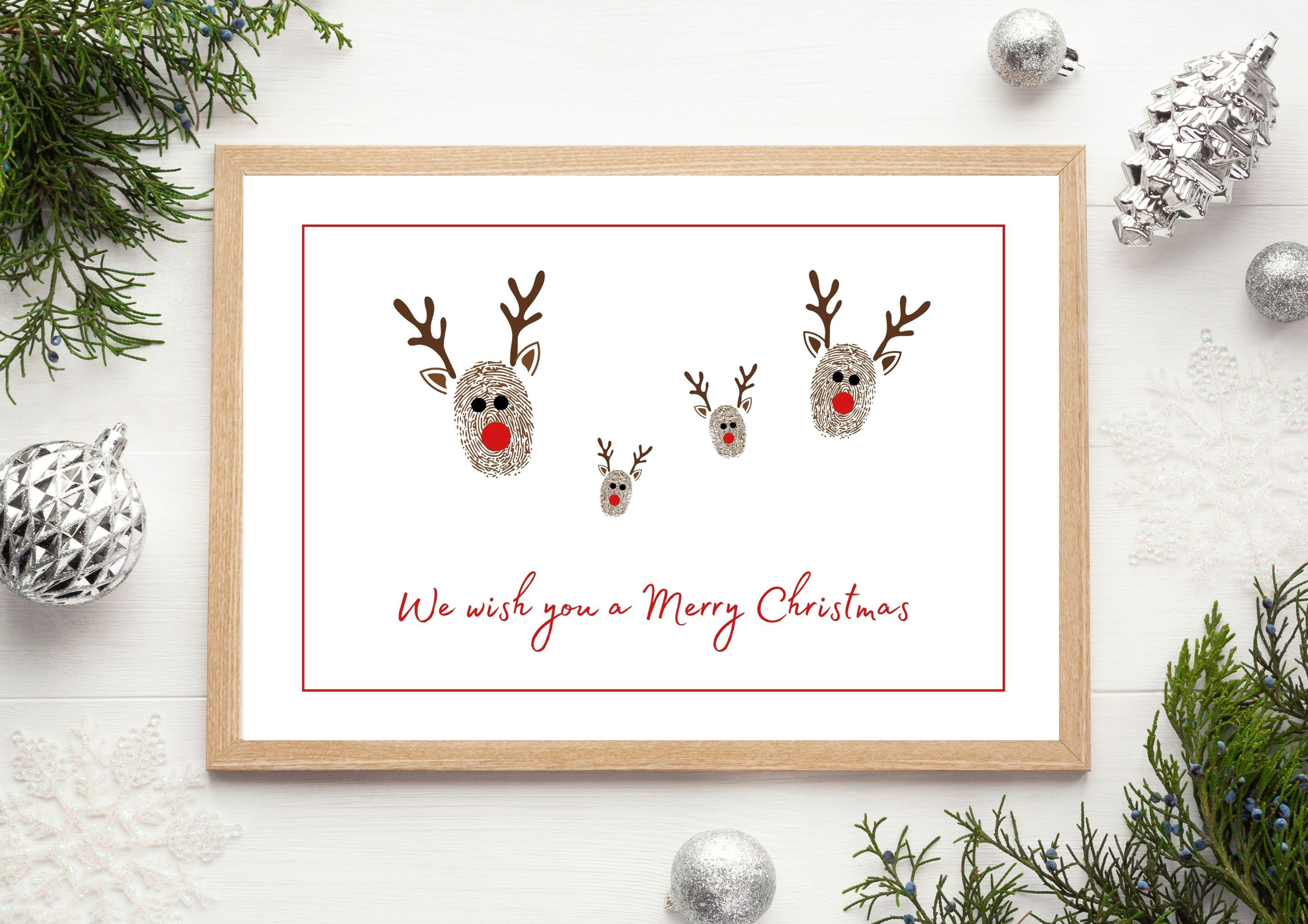 Rudolph Reindeer Fingerprint Christmas Art Activity Wall Art - DIY ...