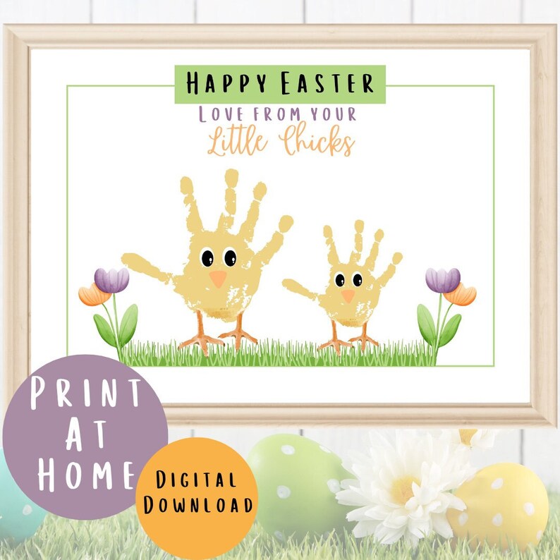 Happy Easter Handprint Activity Wall Art - Easter Chick - DIY Craft ...