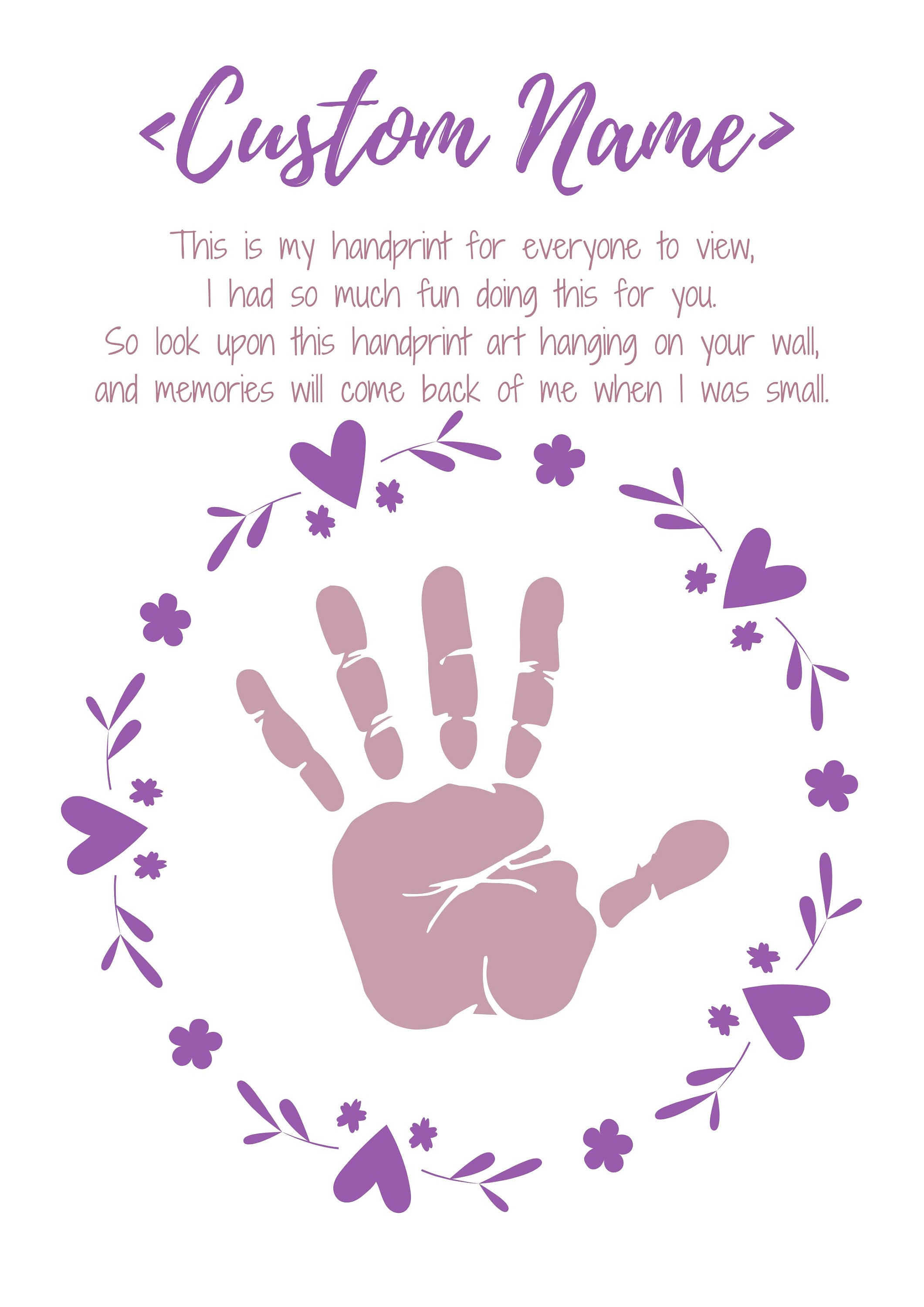 Personalised Handprint Art Poem - Mothers Day Gift - DIY Craft Activity ...