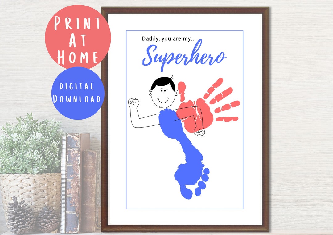 Gift for Daddy - Superhero Handprint Wall Art - DIY Craft Activity for ...