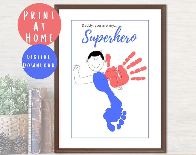 SUPERDAD Father's Day Printable | Handprint Art Craft | Superhero ...