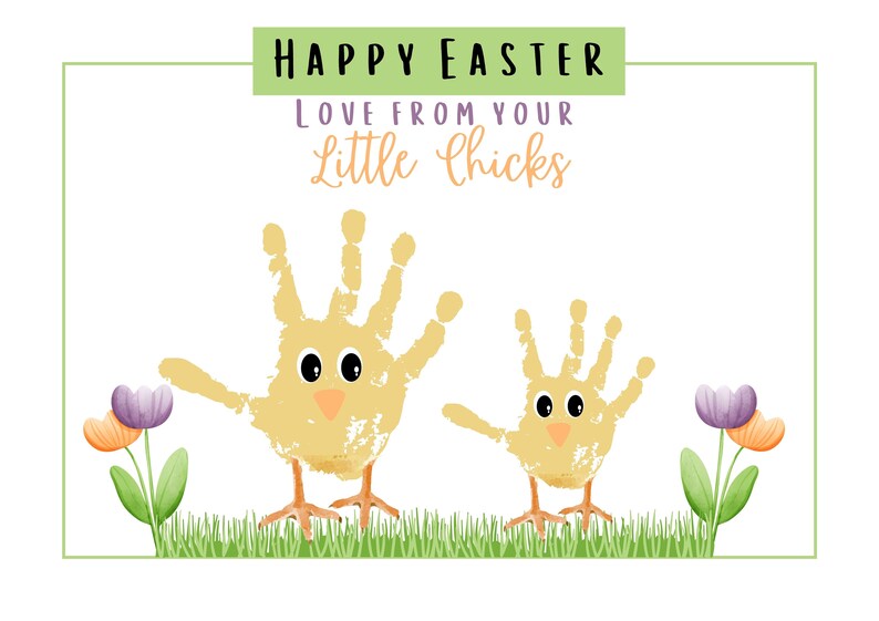 Happy Easter Handprint Activity Wall Art - Easter Chick - DIY Craft ...