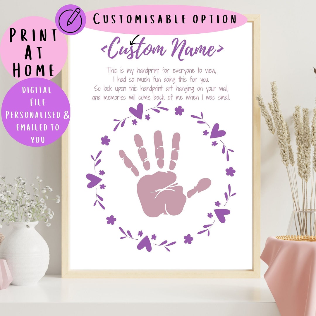 Personalised Handprint Art Poem - Mothers Day Gift - DIY Craft Activity ...
