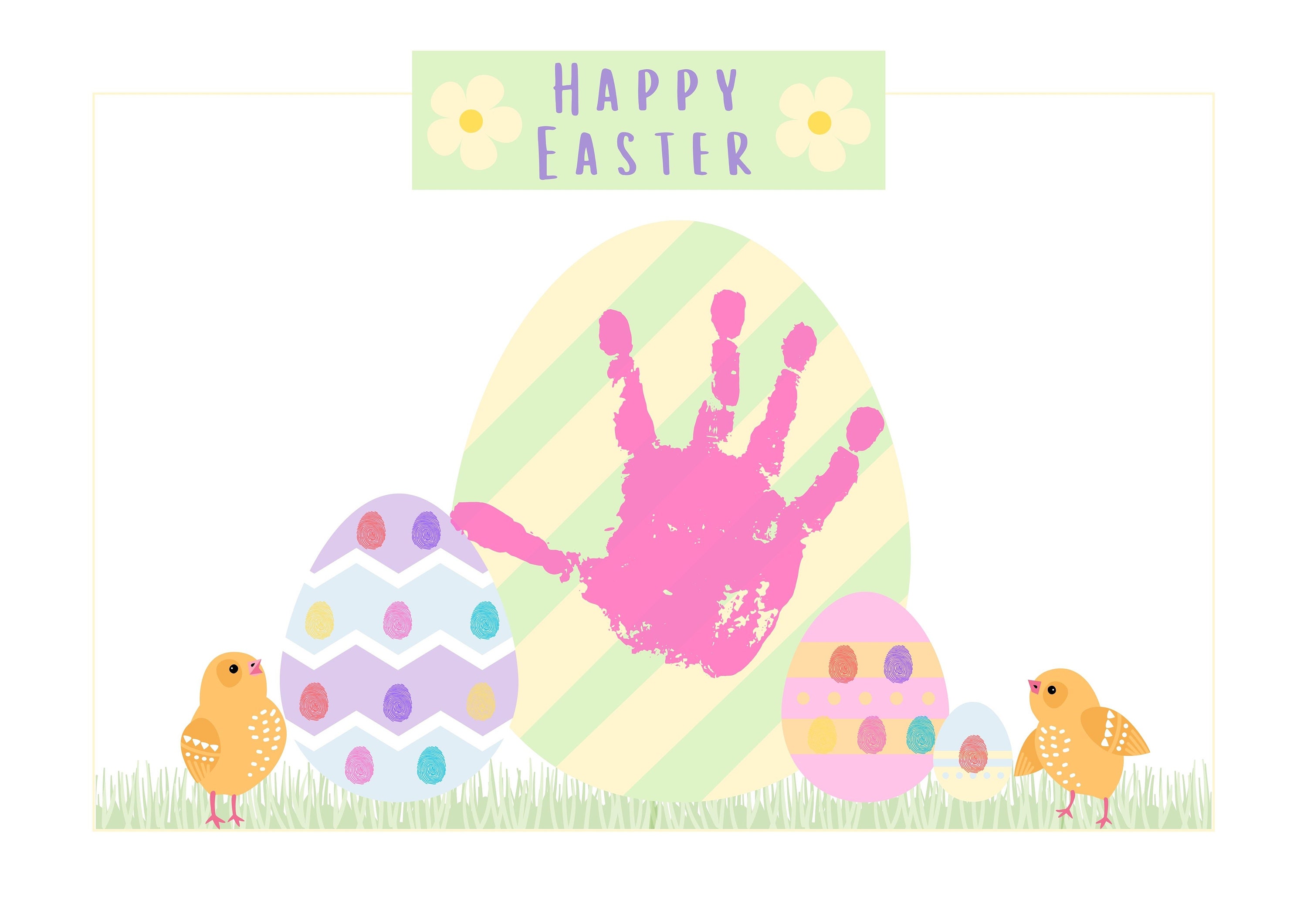 Easter Egg Handprint Fingerprint Activity Wall Art - DIY Print for Baby ...