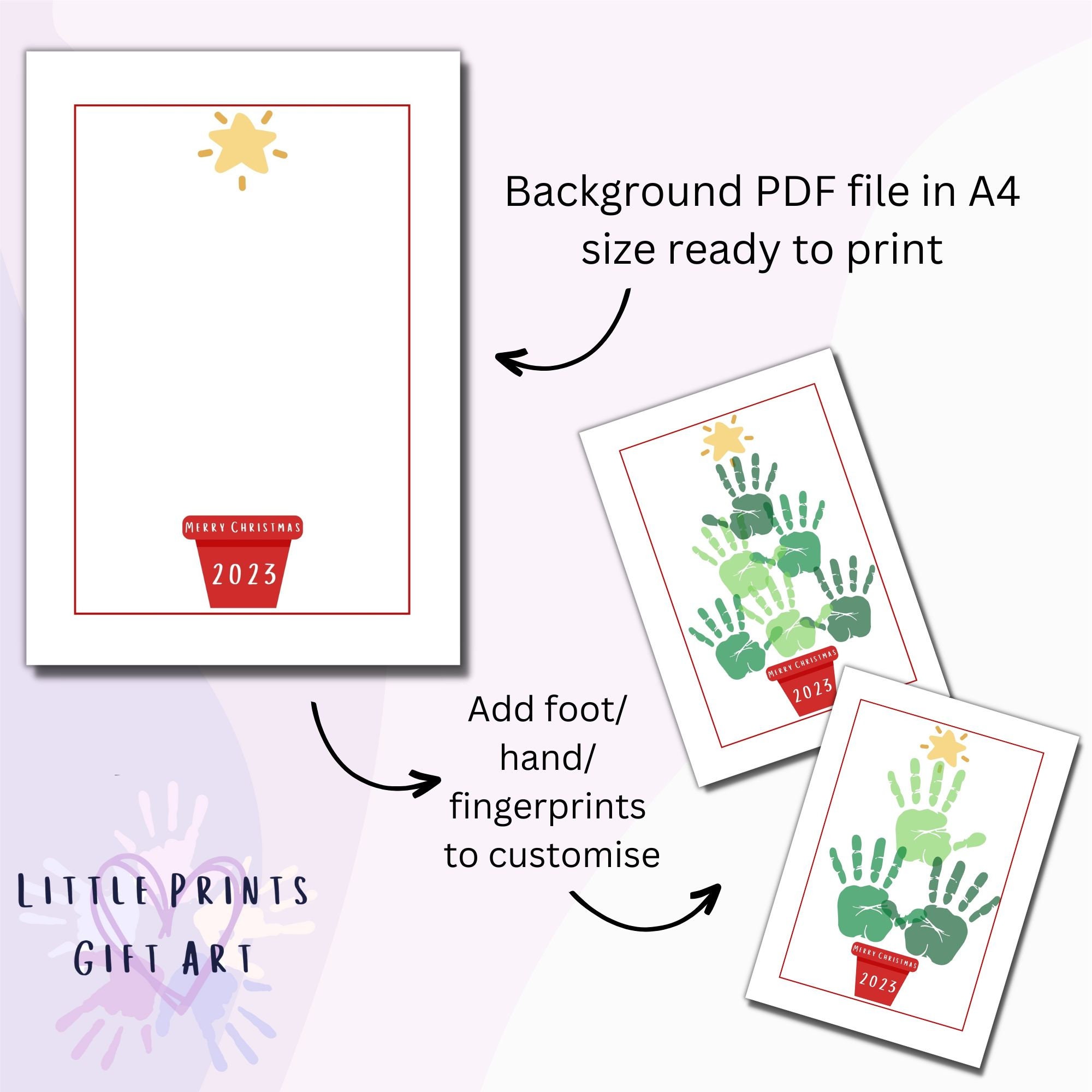 Christmas Tree Handprint Activity Wall Art DIY Craft Print for Baby ...