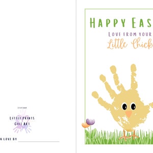 Happy Easter Chick Hand Print Card - DIY Craft Activity Print for Baby ...
