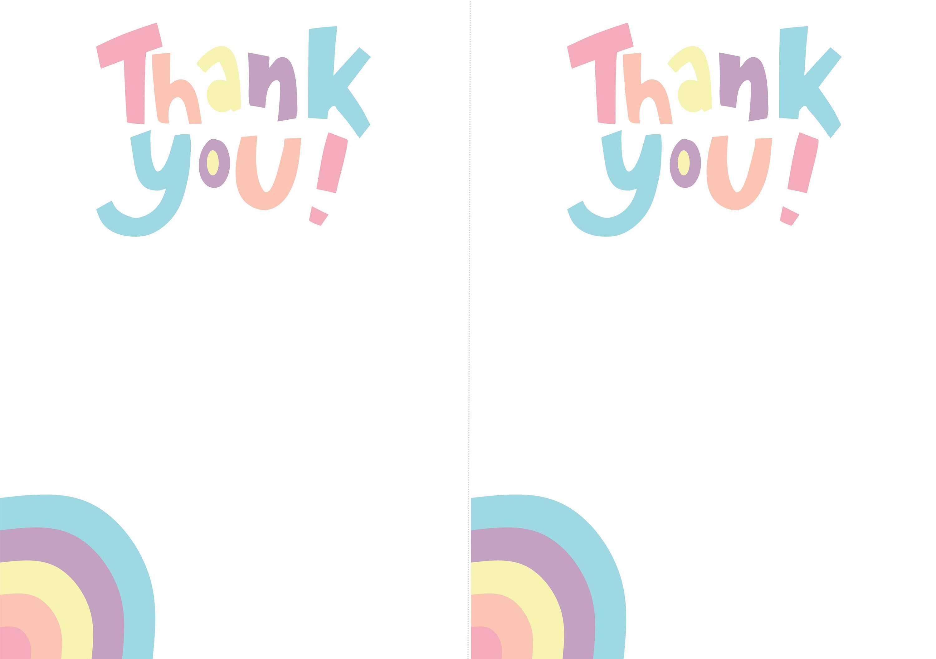 Rainbow Thank You Card DIY Print at Home Digital Printable - Etsy