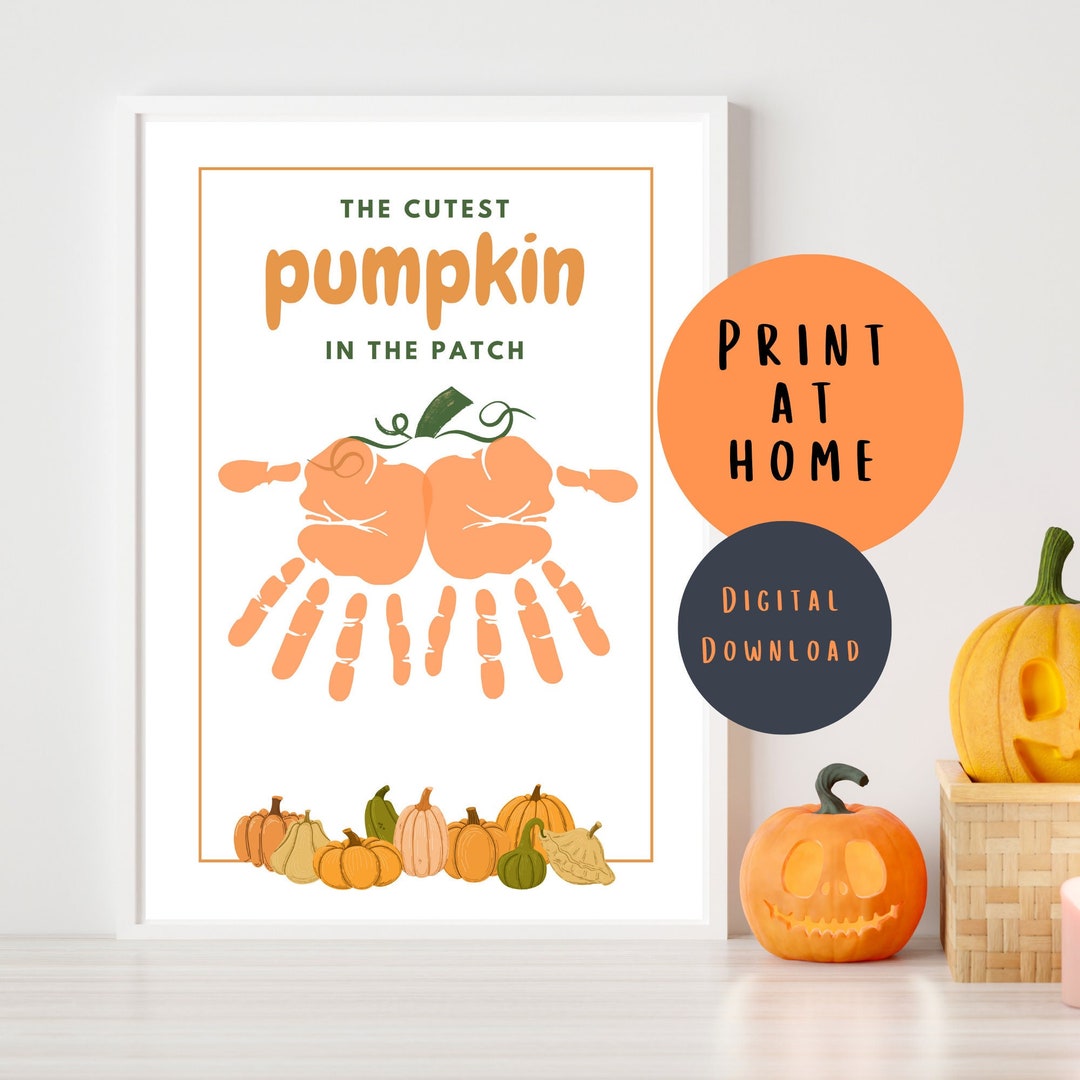 Halloween Pumpkin Handprint Art: DIY Craft Keepsake (digital Printable ...