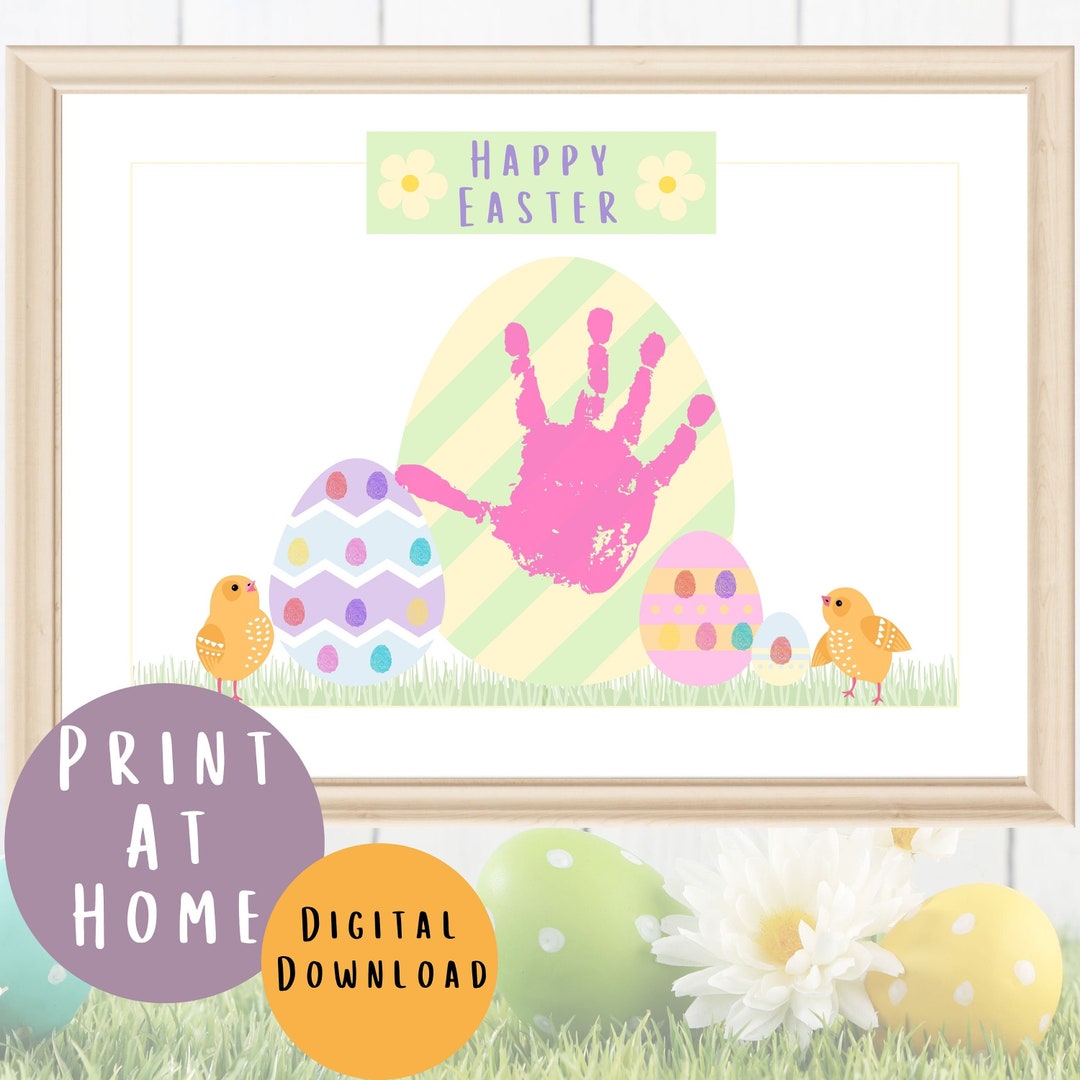 Easter Egg Handprint Fingerprint Activity Wall Art - DIY Print for Baby ...