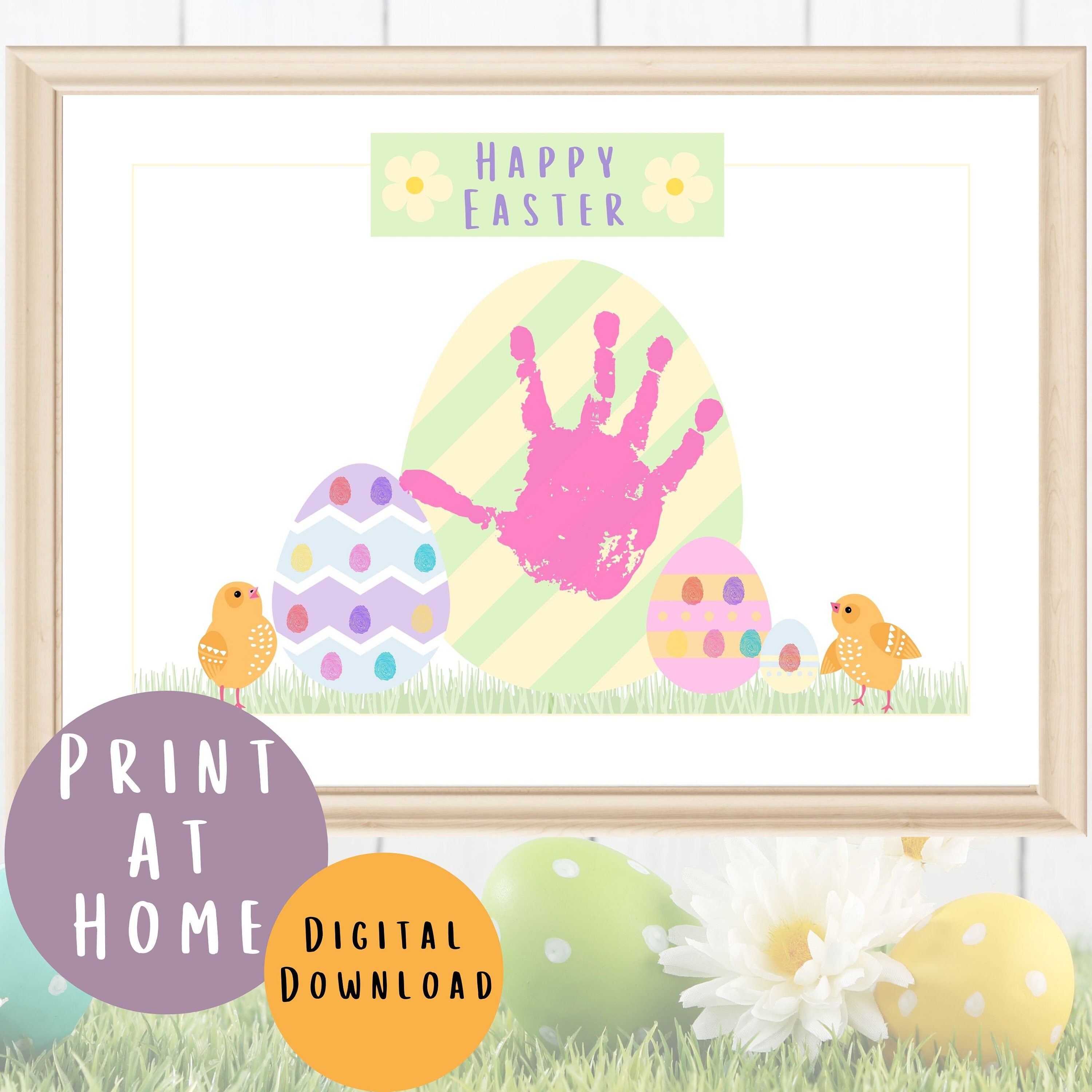 Easter Egg Handprint Fingerprint Activity Wall Art DIY Print for Baby ...