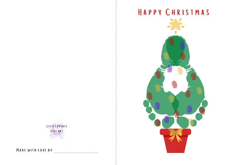 Christmas Tree Card - Hand Print Footprint Fingerprint Craft for Babies ...