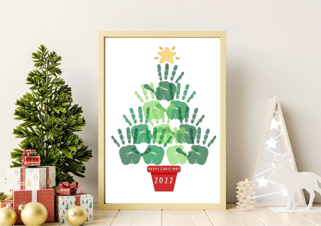 Christmas Tree Handprint Activity Wall Art DIY Craft Print - Etsy