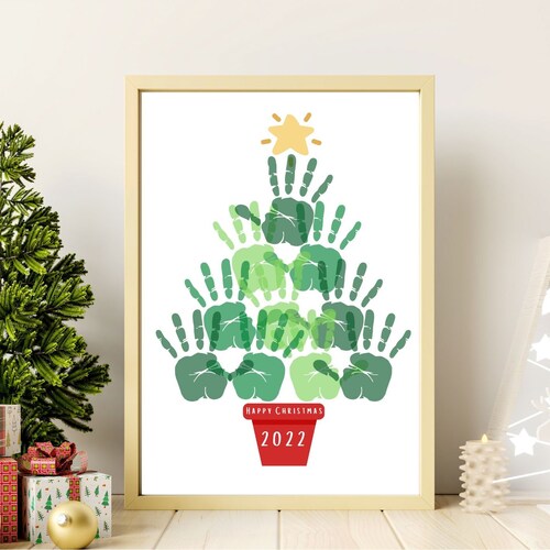 Christmas Tree Handprint Activity Wall Art DIY Craft Print - Etsy