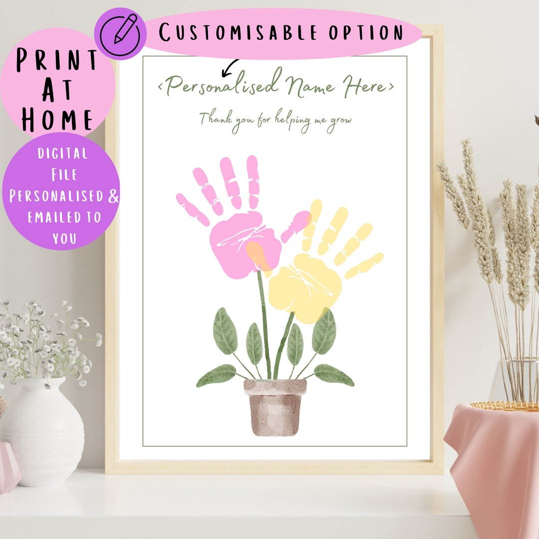 Personalised Handprint Art Gift - Flower Handprint - DIY Craft Activity ...