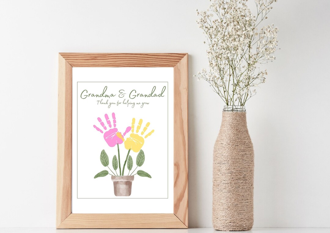 Handprint Flower Art – DIY Grandparent Gift, Memory Keepsake (digital ...