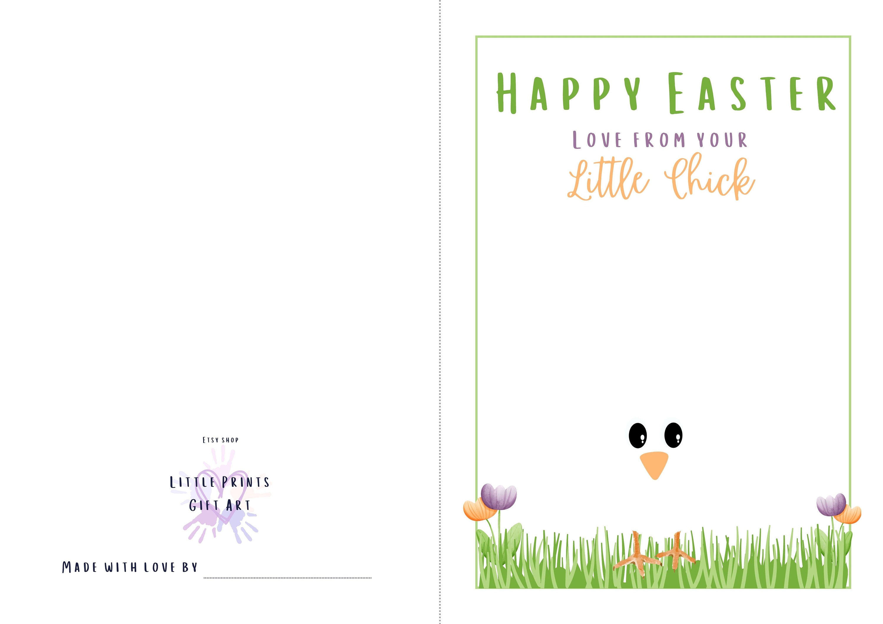 Happy Easter Chick Hand Print Card - DIY Craft Activity Print for Baby ...