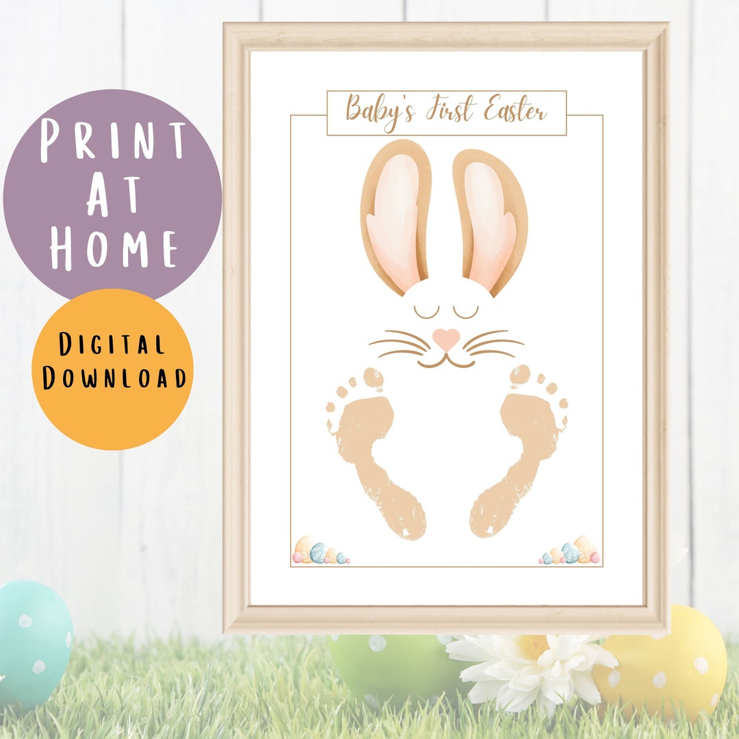 Baby's First Easter Footprint Activity Wall Art - DIY Craft Print for ...