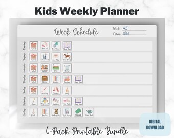 Printable Weekplanner for Kids, Visual Schedule for Children, Printable ...
