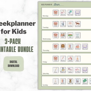 Printable Weekplanner for Kids, Visual Schedule for Children, Printable ...