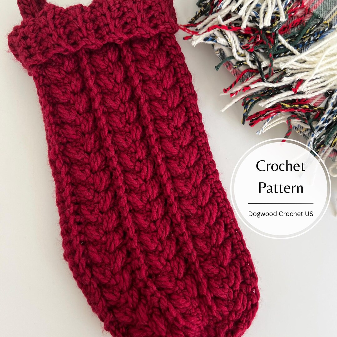 CROCHET PATTERN - Braided Puff Christmas Stocking - Crochet Stocking ...