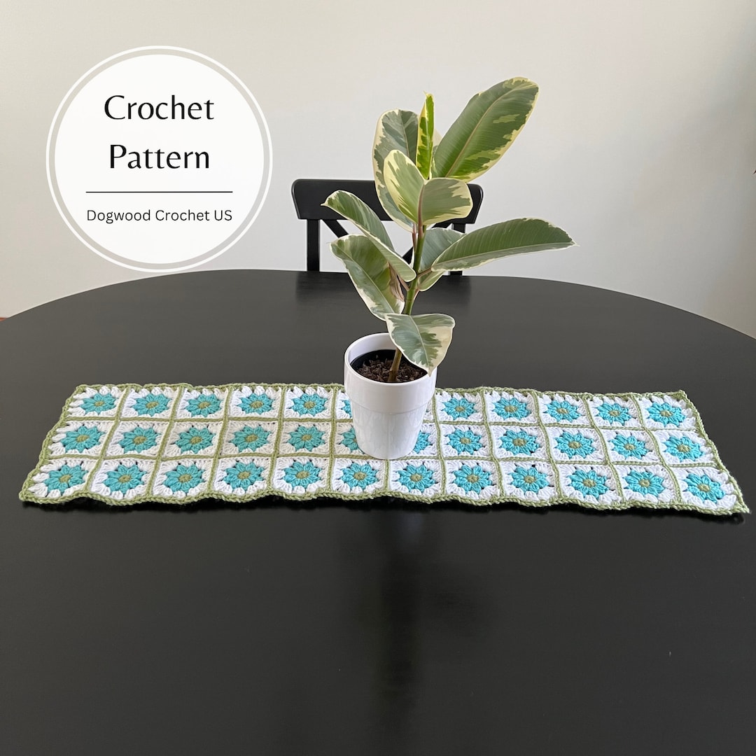 Daisy Granny Square Crochet Table Runner Pattern (PDF Digital Download ...