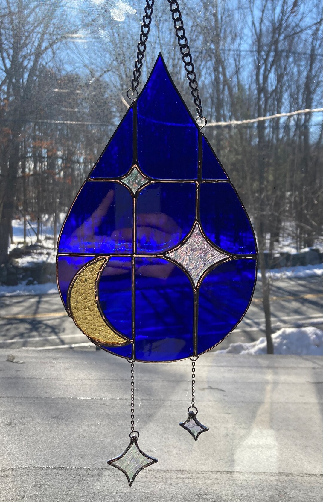 Night Skyteardrop Stained Glass Suncatcher - Etsy