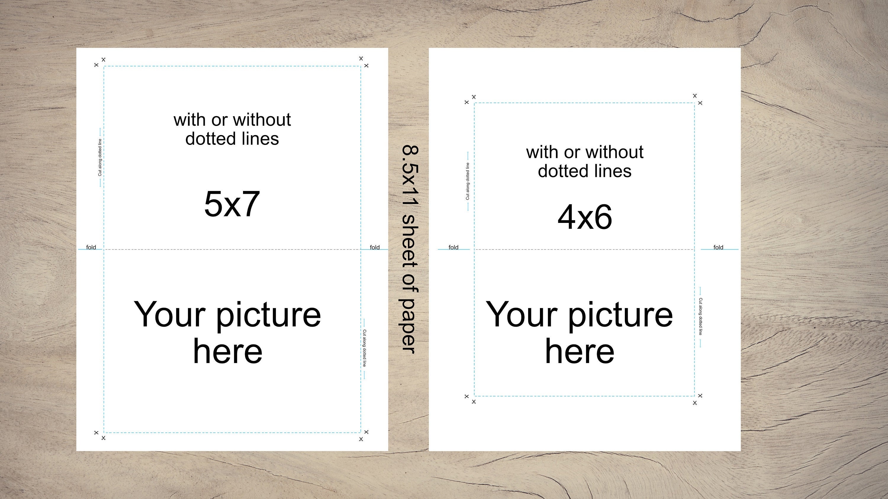 Folded Card Template For 8 5x11 Paper 4x6 5x7 PSD PNG JPEG Tiff