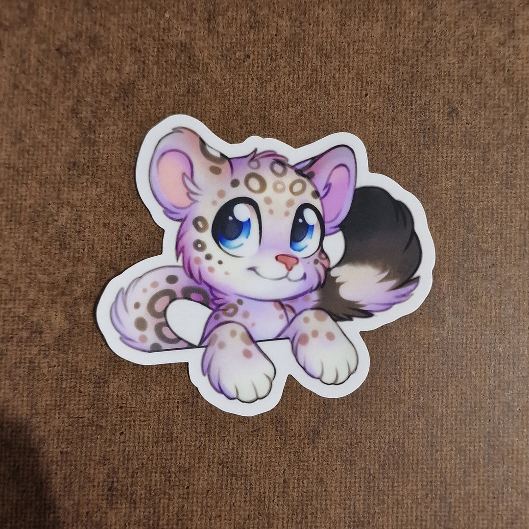 Cute Snow Leopard Durable Transparent 3 In. Vinyl Sticker, Kawaii ...