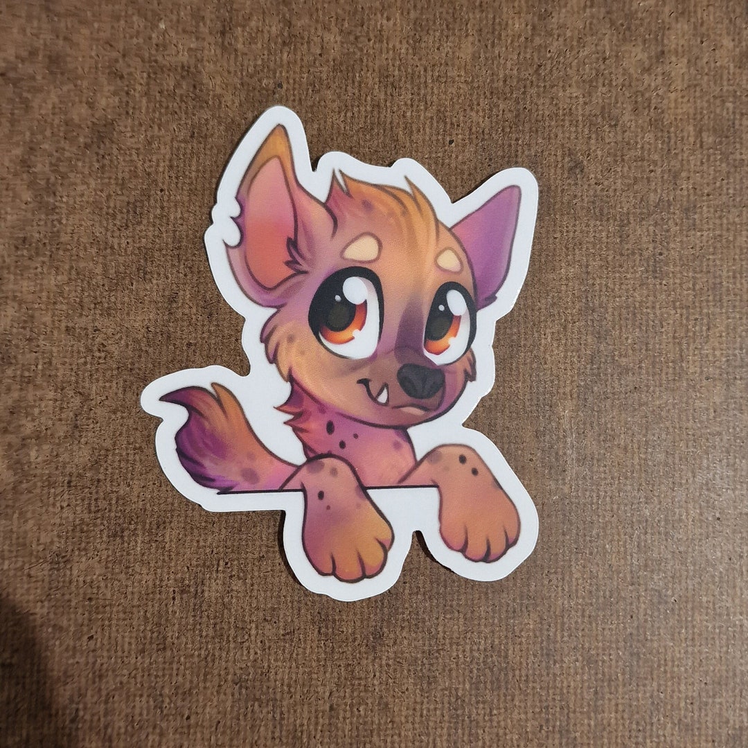 Cute Hyena Durable Transparent 3 In. Vinyl Sticker, Kawaii Sticker ...