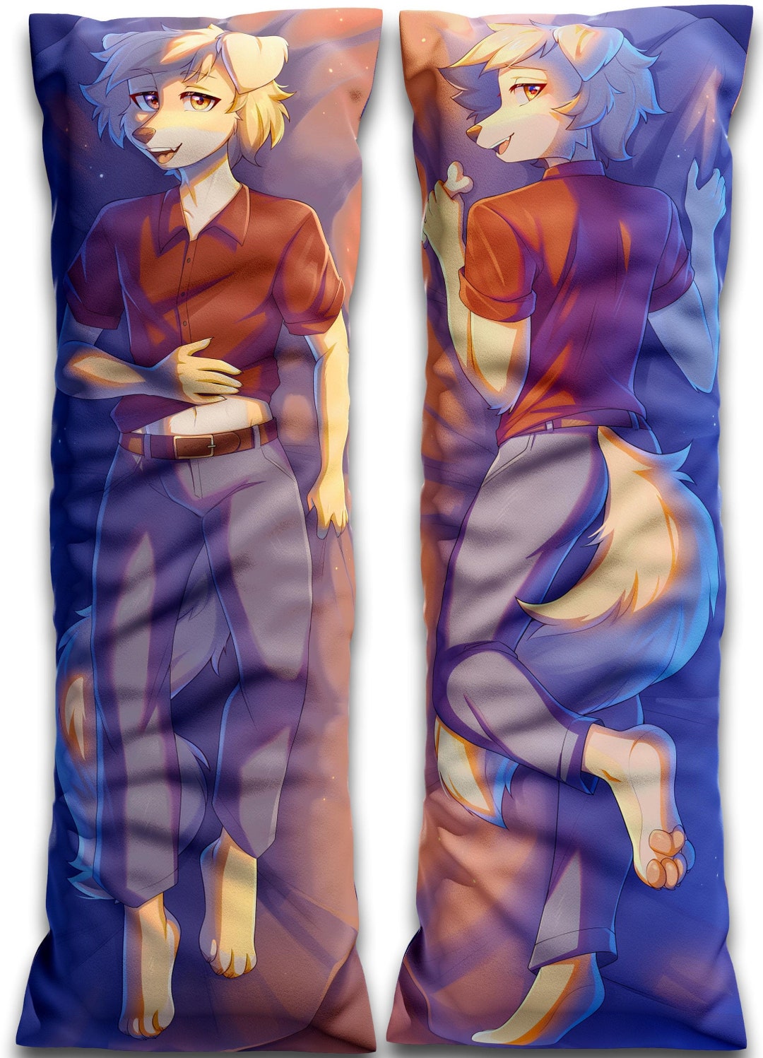 Furry Daki Anton el Golden retriever perro macho Dakimakura Furry Body Pillow Cover - Etsy México