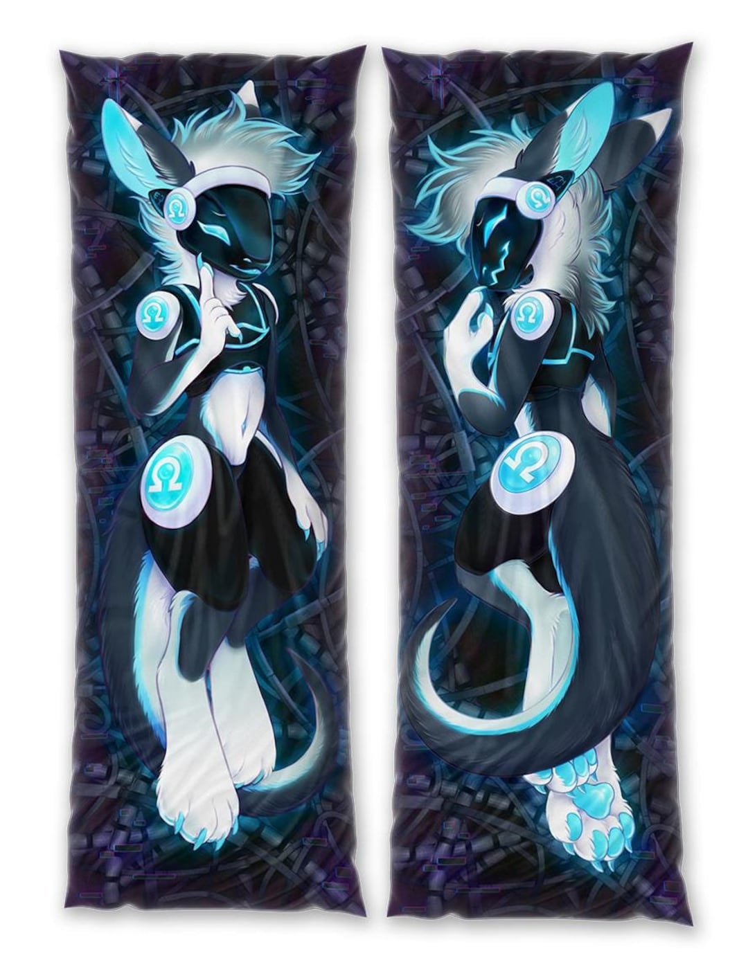 Daki Protis - Art by Tokokami - the Black and Blue Protogen, Daki, Body Pillow, Black, Blue ...