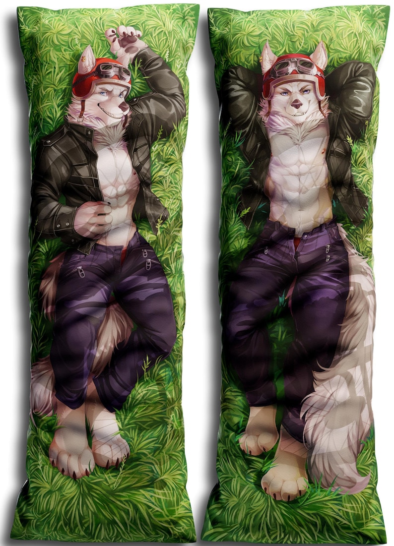 Daki Bernard Art by Saint Cocoa the Biker Wolf Dakimakura Furry Body Pillow Cover - Etsy