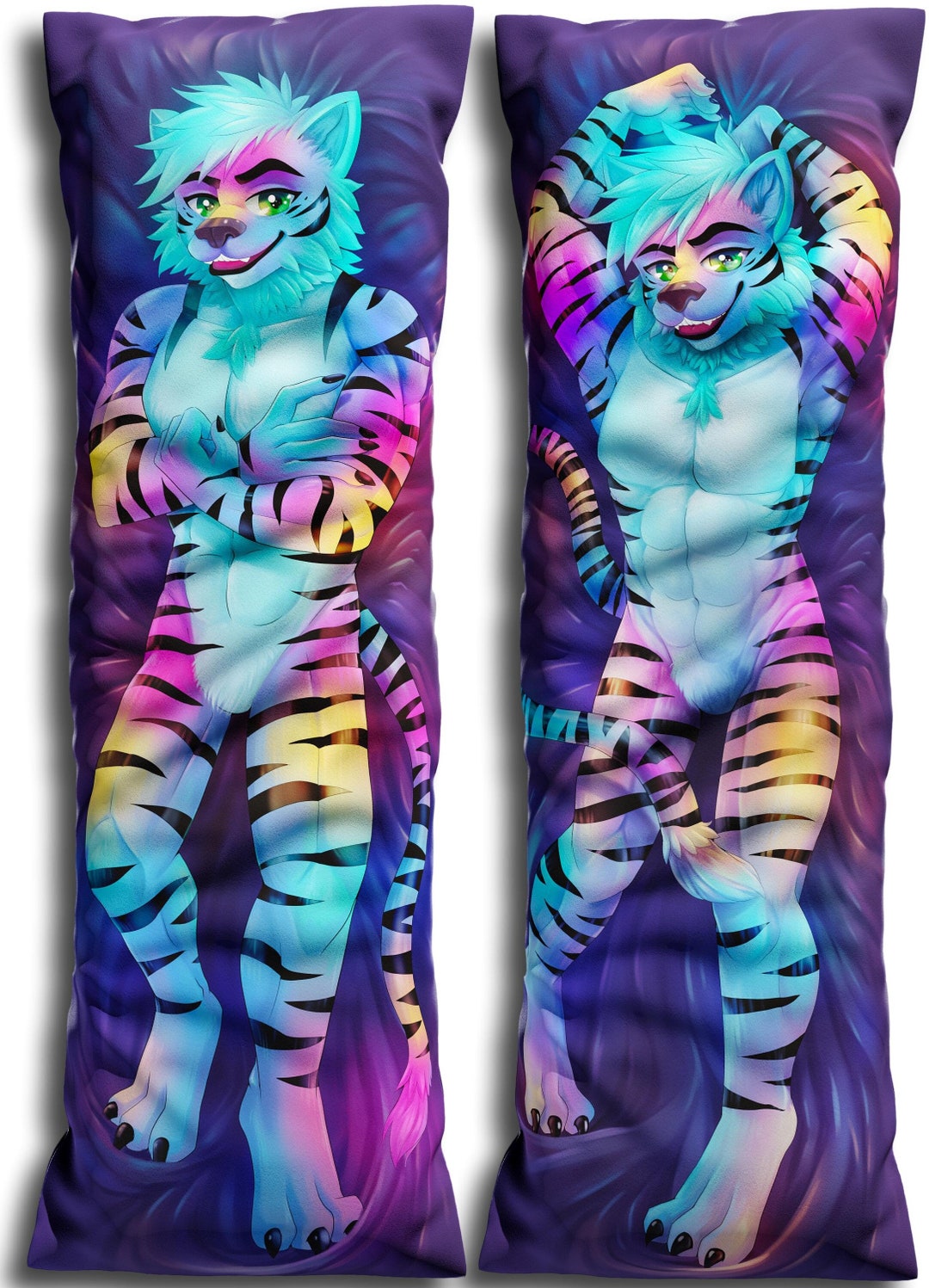 Daki Michael the Rainbow Tiger Dakimakura Furry Body Pillow Cover - Etsy