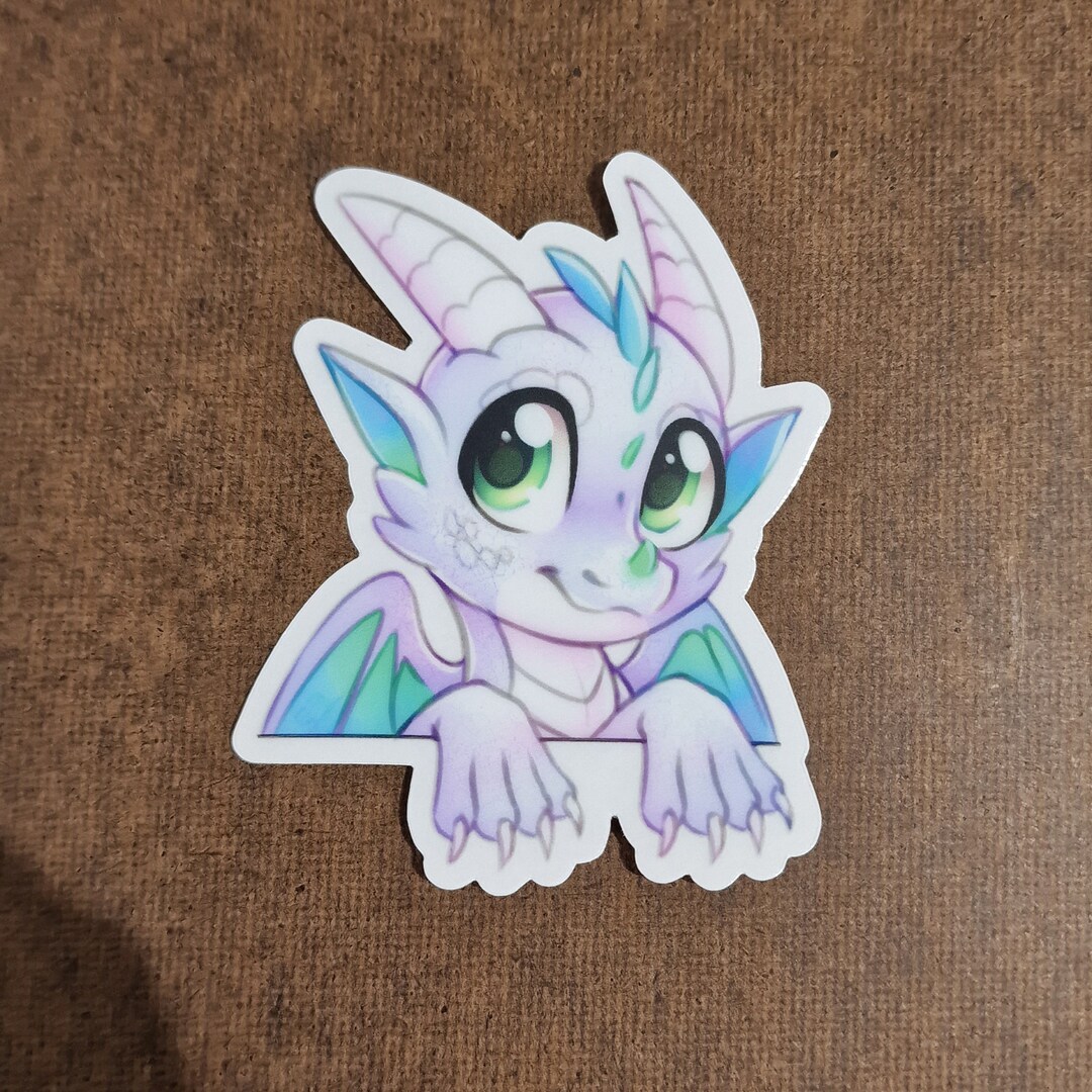 Cute White Ice Dragon Durable Transparent 3 In. Vinyl Sticker, Kawaii ...