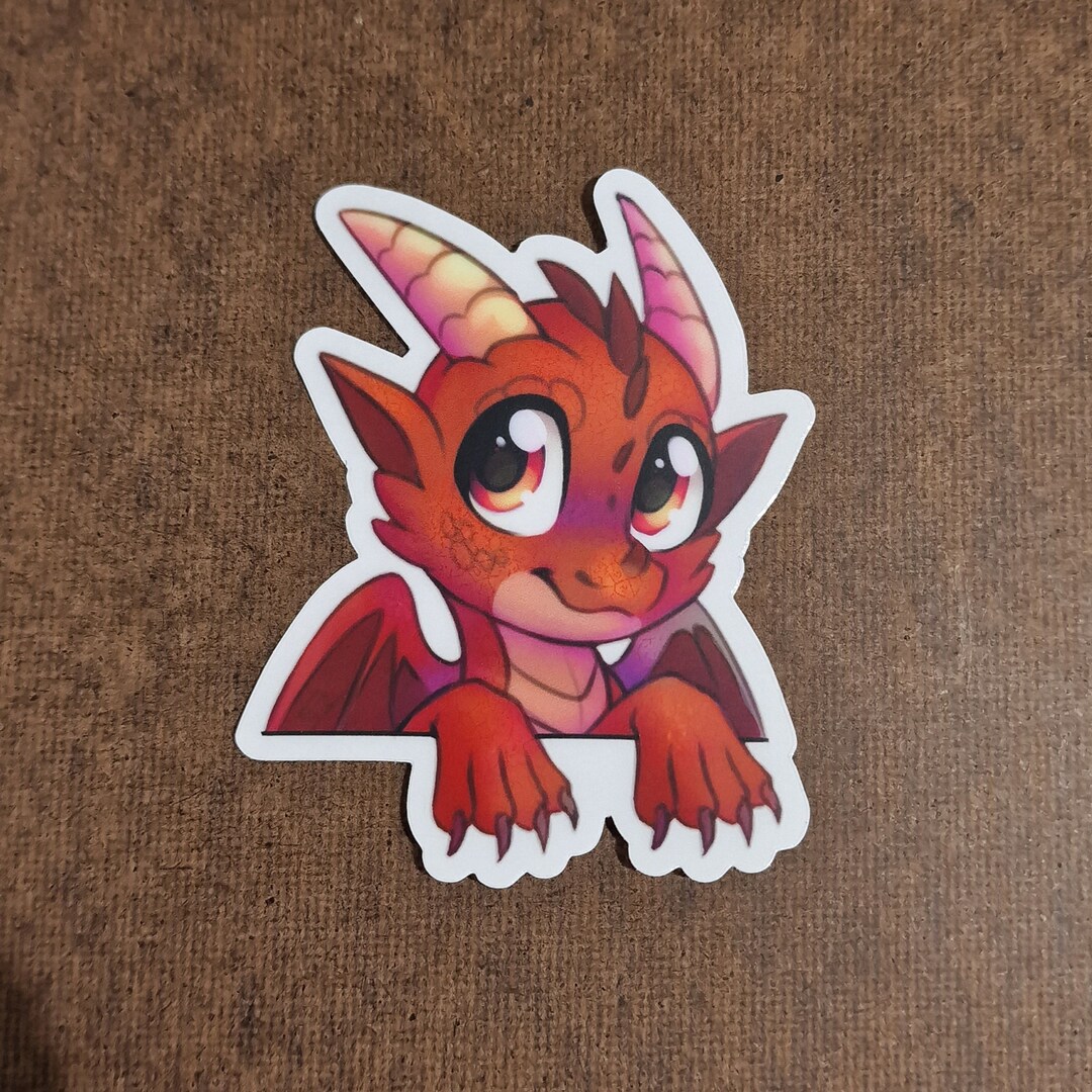 Cute Red Dragon Durable Transparent 3 In. Vinyl Sticker, Kawaii Sticker ...