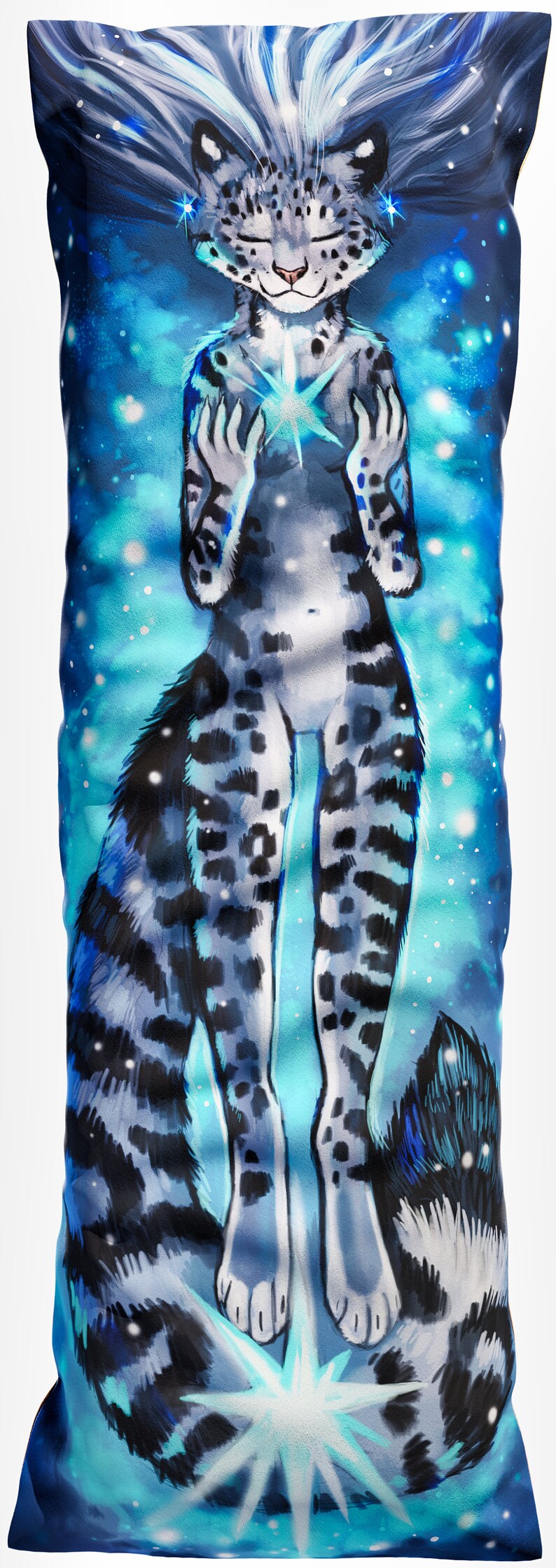 Daki Equinix Art by Flash_lioness the Snow Leopard Sun and Stars Dakimakura Furry Body Pillow ...