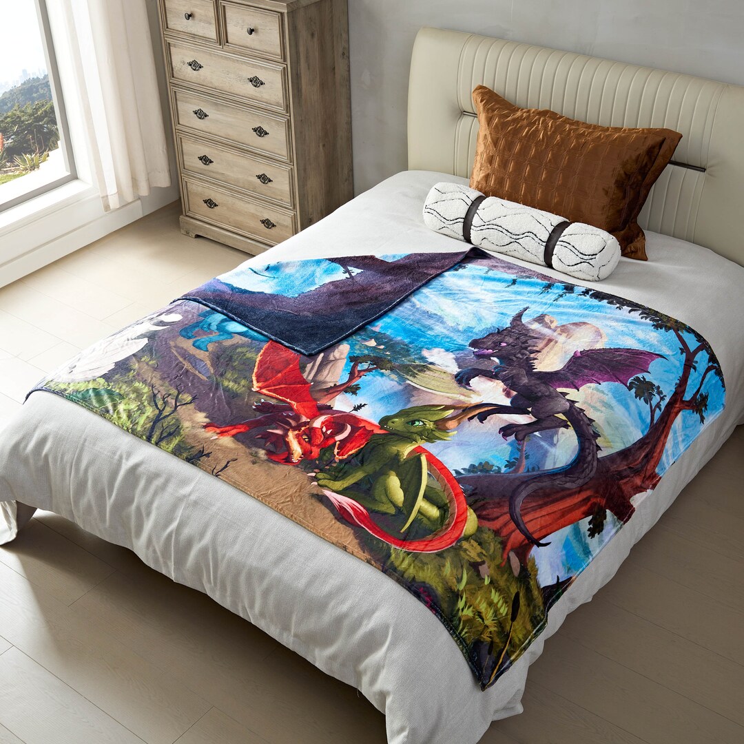 Furry Dragons Soft Blanket, Snuggle Blanket, Fantasy Blanket, Reading ...