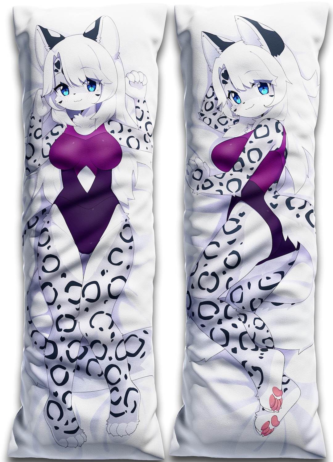 Furry Daki Sleeva - Art by Dev_voxy - the White and Gray Snow Leopard Dakimakura Furry Body ...